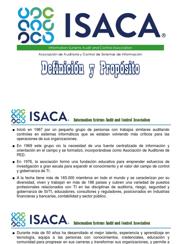 Definición y Propósito de ISACA | PDF