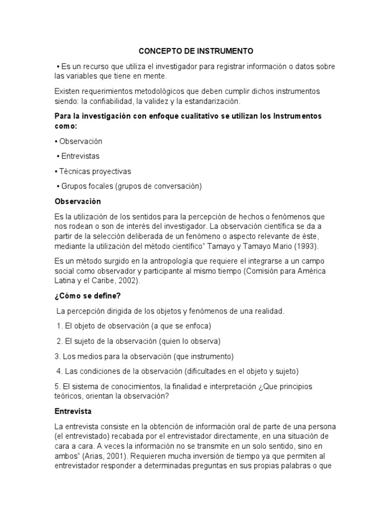 Concepto de Instrumento | PDF | Observación | Método científico