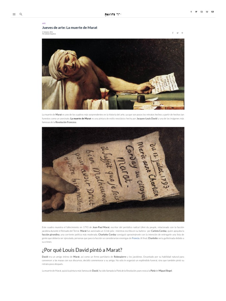 Jueves de Arte - La Muerte de Marat | PDF | revolución Francesa | Ilustración francesa