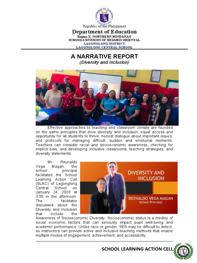 Slac Narrative Report January | PDF | Socioeconomic Status | Classroom