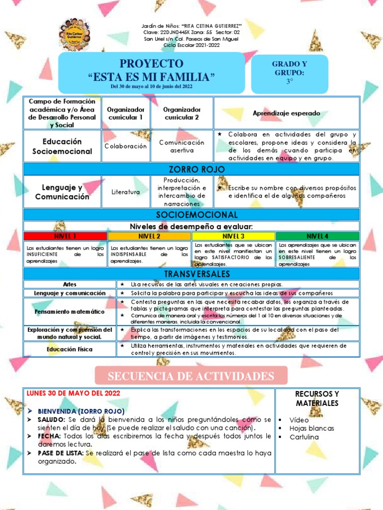 Proyecto La Familia 2 | PDF | Educación de la primera infancia ...