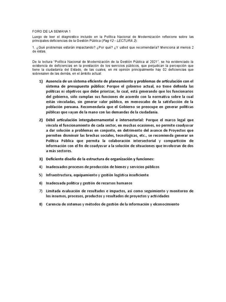 Respuesta Al Foro 1 | PDF