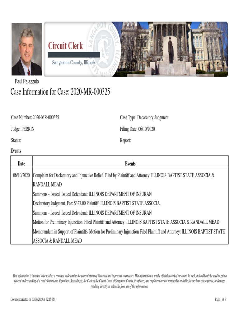 Illinois Baptist State Assoc. Case 2020-MR-000325 | PDF | Complaint ...