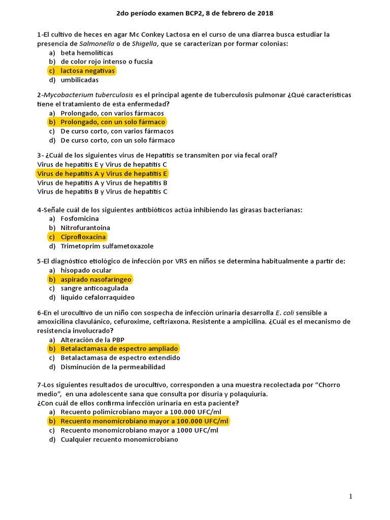 Examen BCP2 Feb 2018 | PDF