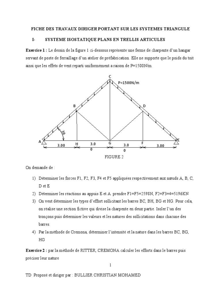 Exercices Corrigés sur Treillis Articulés | PDF | Treillis (assemblage ...