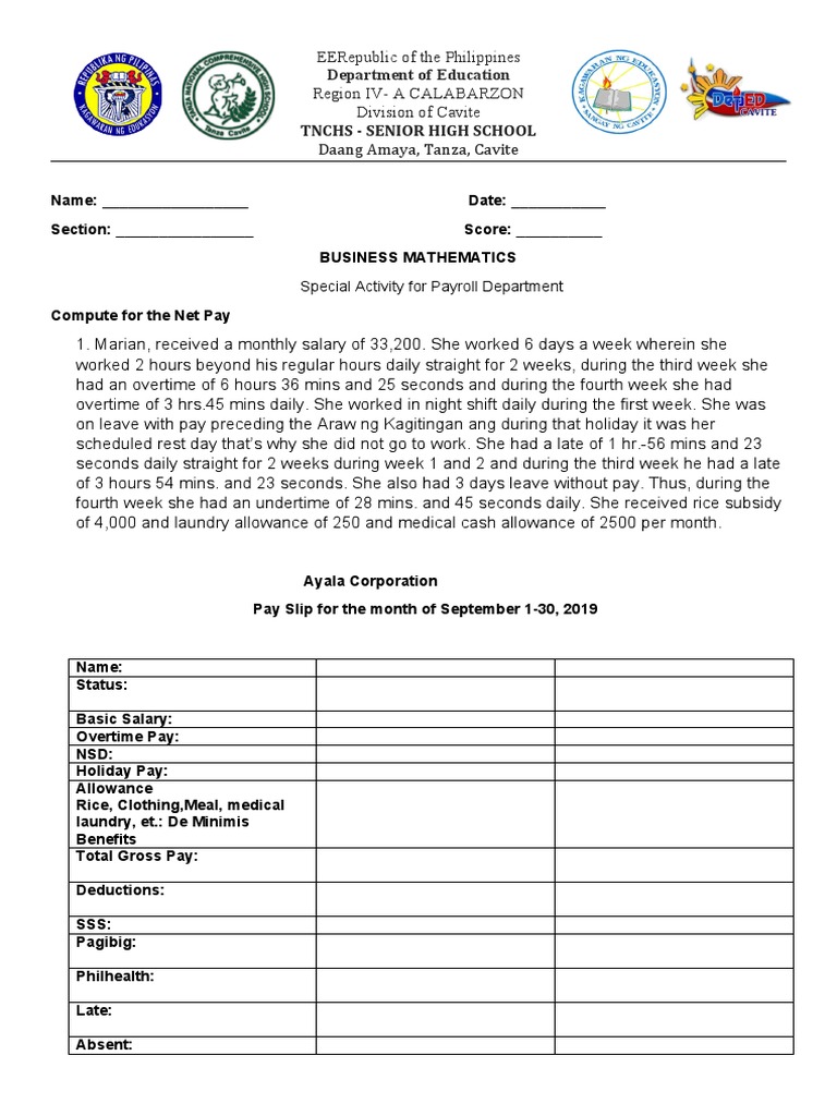 Activity in Payroll | PDF | Salary | Overtime