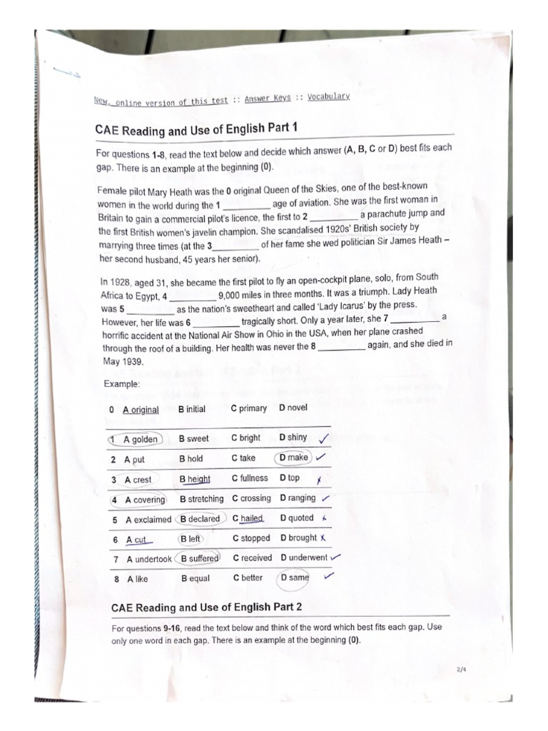 CAE Reading and Use of English Part 1 | PDF