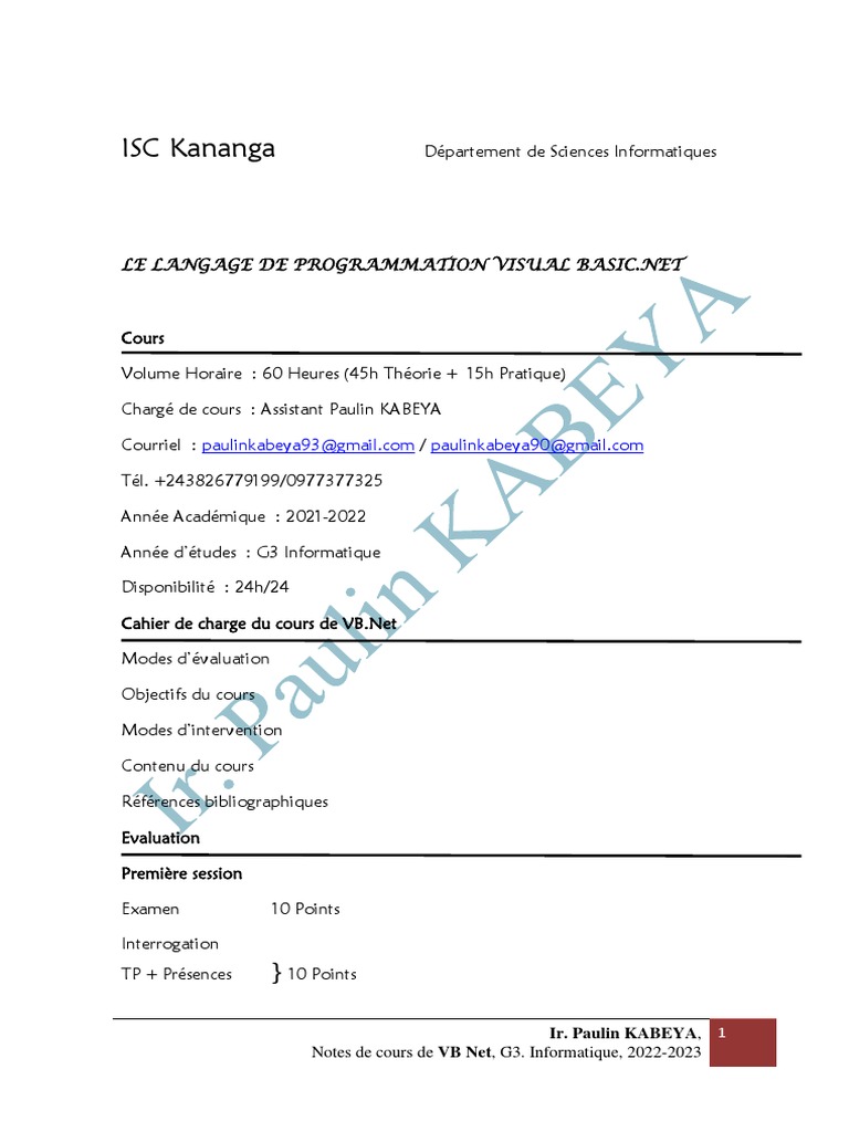 Cours VB - Net 2023 - 100537 | PDF | Structure de contrôle | Programmation informatique