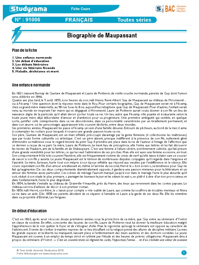 Biographie Maupassant | PDF | Guy de Maupassant