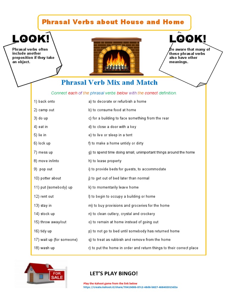 Phrasal Verbs About House and Home CLT Communicative Language Teaching ...