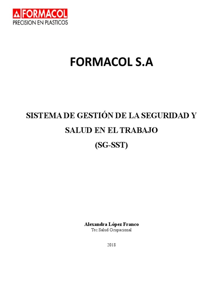 Manual SG-SST FORMACOL | PDF | Seguridad y salud ocupacional | Higiene ...