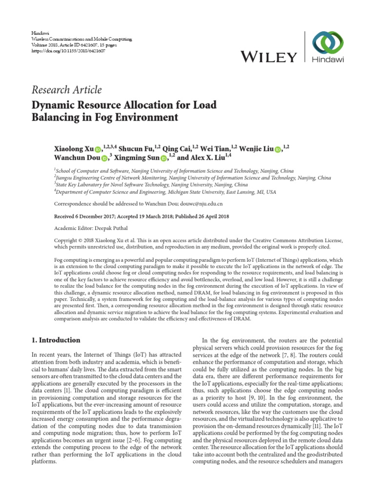 Dynamic Resource Allocation Pdf Internet Of Things Cloud Computing
