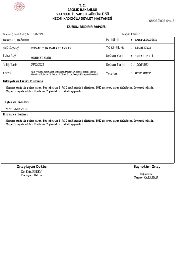 Durum Bildirir Raporu | PDF