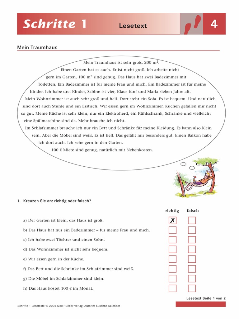 Hausübung 18.11.2022 Lesetext Mein Traumhaus Mit Lösungen | PDF