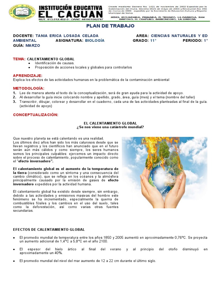 Actividades sobre Calentamiento Global | PDF | Gases de efecto ...