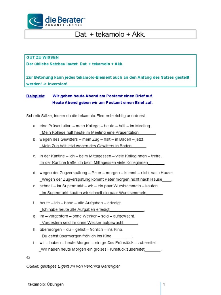 Grammatik Tekamolo AV EV | PDF