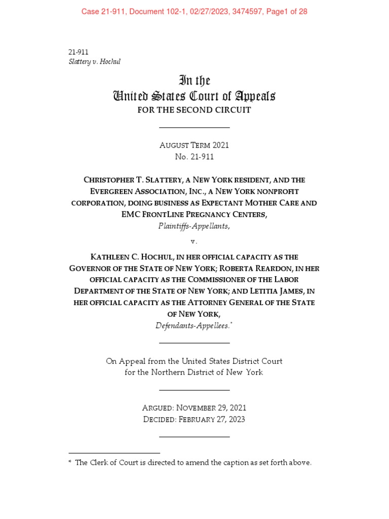 Slattery v. Hochul 2nd Circuit Opinion | PDF | First Amendment To The ...