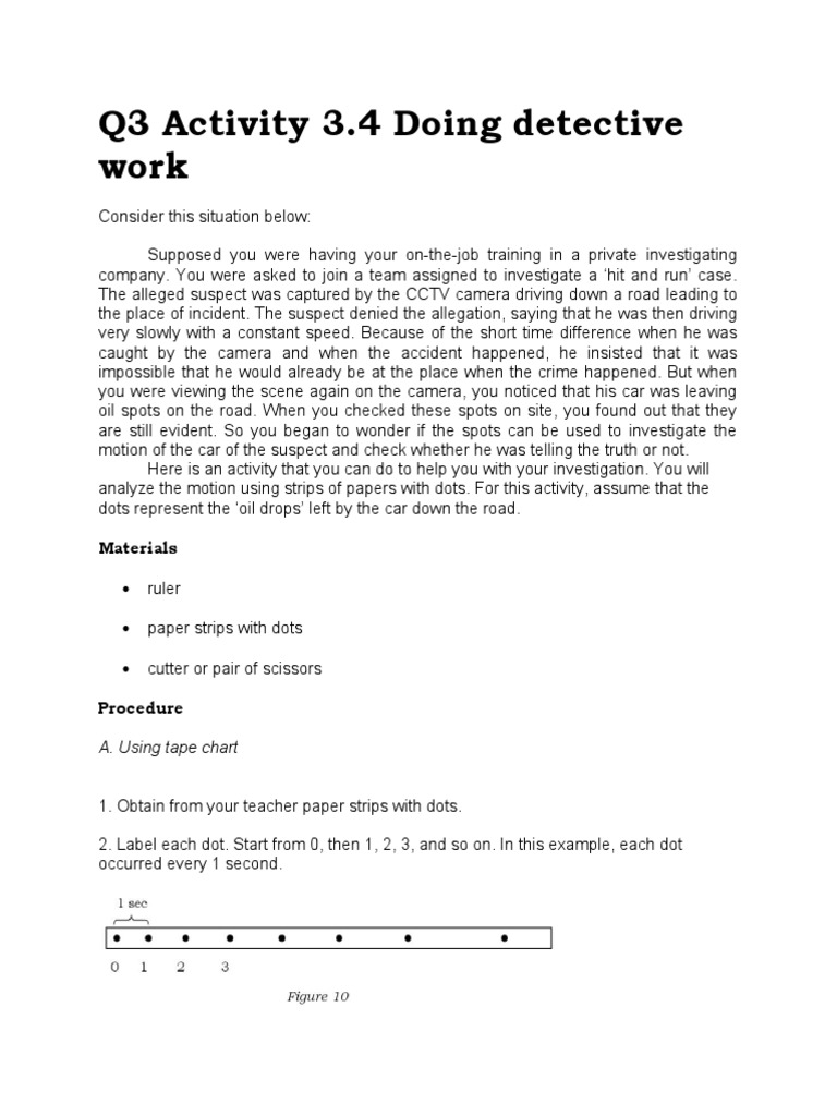 Q3 Activity 3.4 Doing Detective Work | PDF | Speed | Acceleration