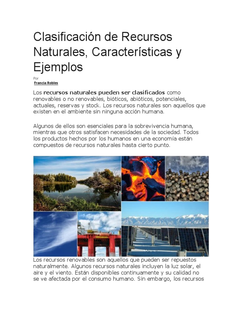 Clasificación de Recursos Naturales | PDF | Energía renovable | Recursos renovables