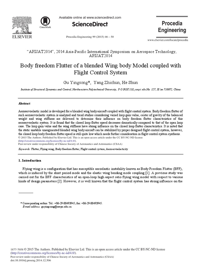 Body Freedom Flutter of A Blended Wing Body Model | PDF | Aerospace ...