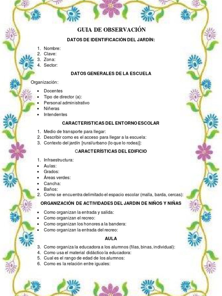 Guia de Observación | PDF | Salón de clases | Enseñando