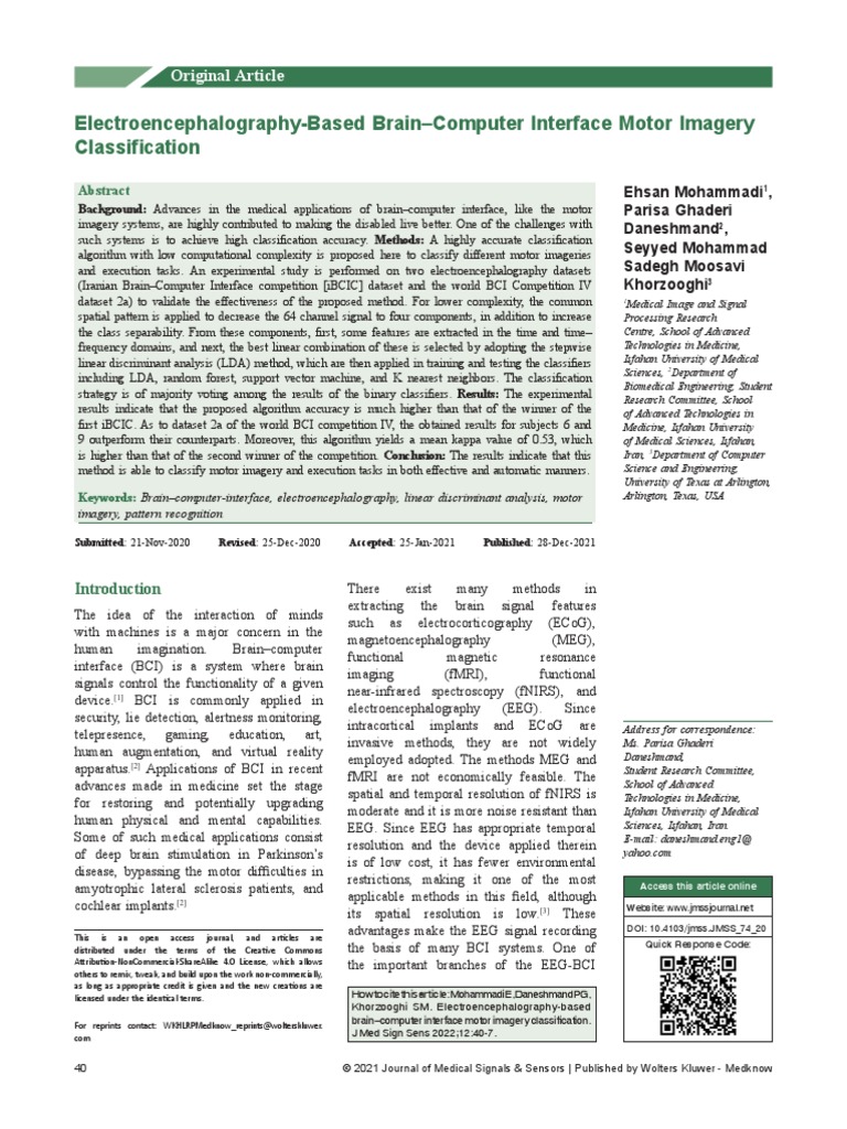 JMSS 12 40 | PDF | Electroencephalography | Statistical Classification