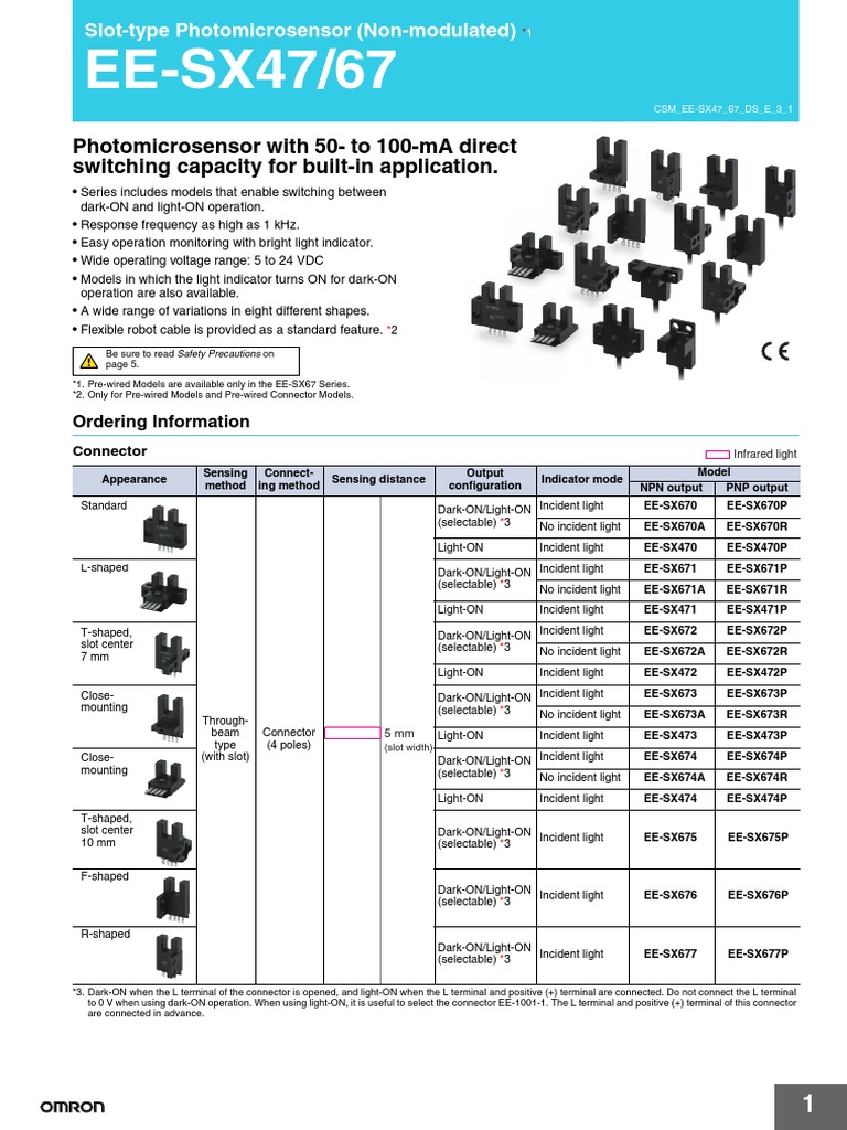 Omron EE SX674 Datasheet | PDF | Relay | Bipolar Junction Transistor