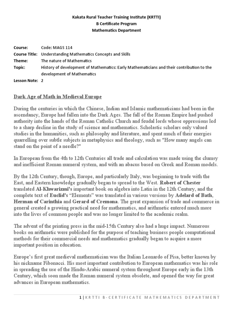 History of Mathematics Lesson 2 | PDF | Mathematics | Arithmetic