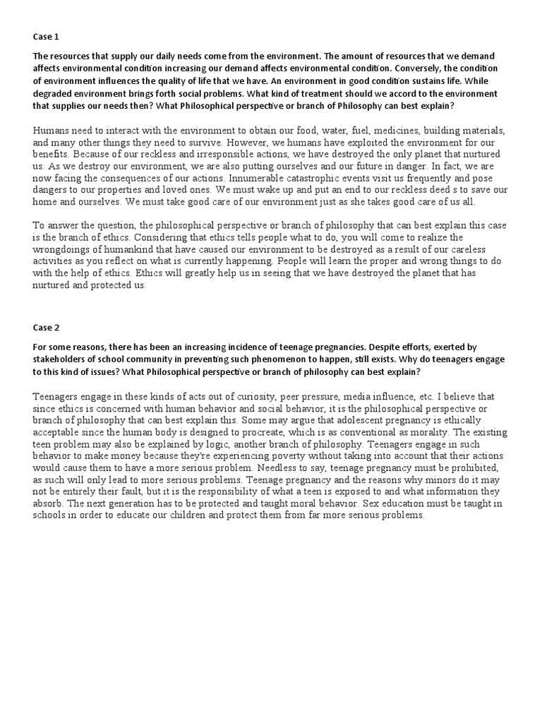 Philosophy Assignment | PDF | Adolescence | Teenage Pregnancy