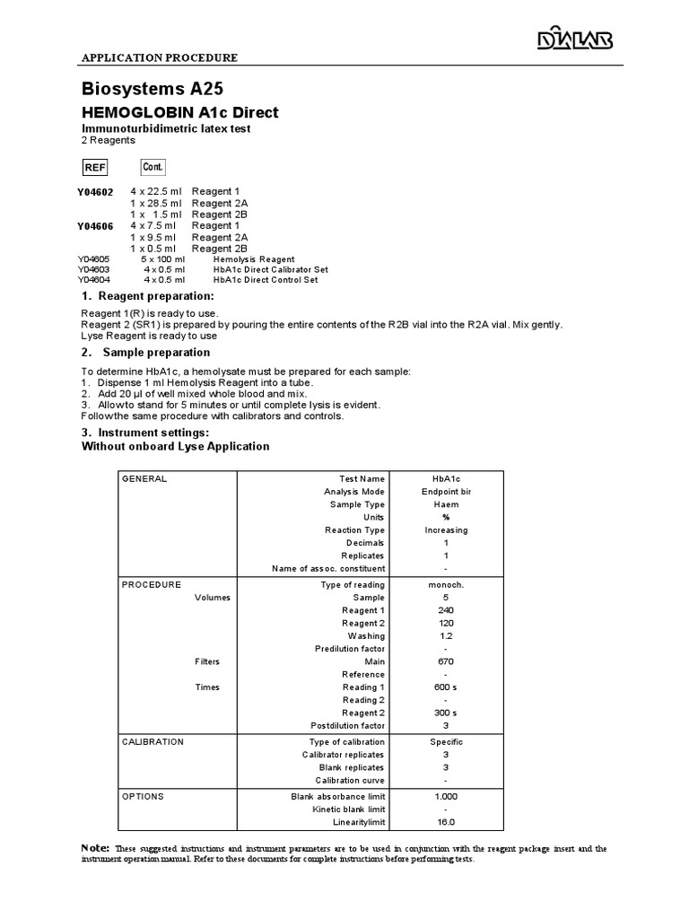 Hba1c Wo Lysis A25 2012 11 28 | PDF | Glycated Hemoglobin | Hematology