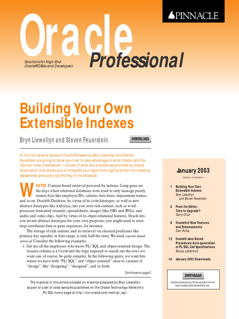 OracleProf - 2003 - 01 | PDF | Database Index | Sql