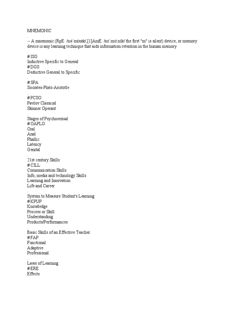 MNEMONIC | PDF | Self-Improvement | Wellness