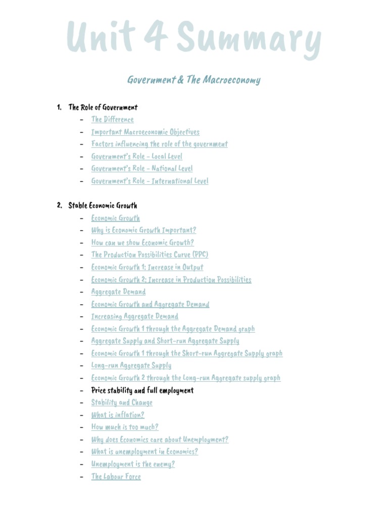 Economics Unit 4 Summary | PDF