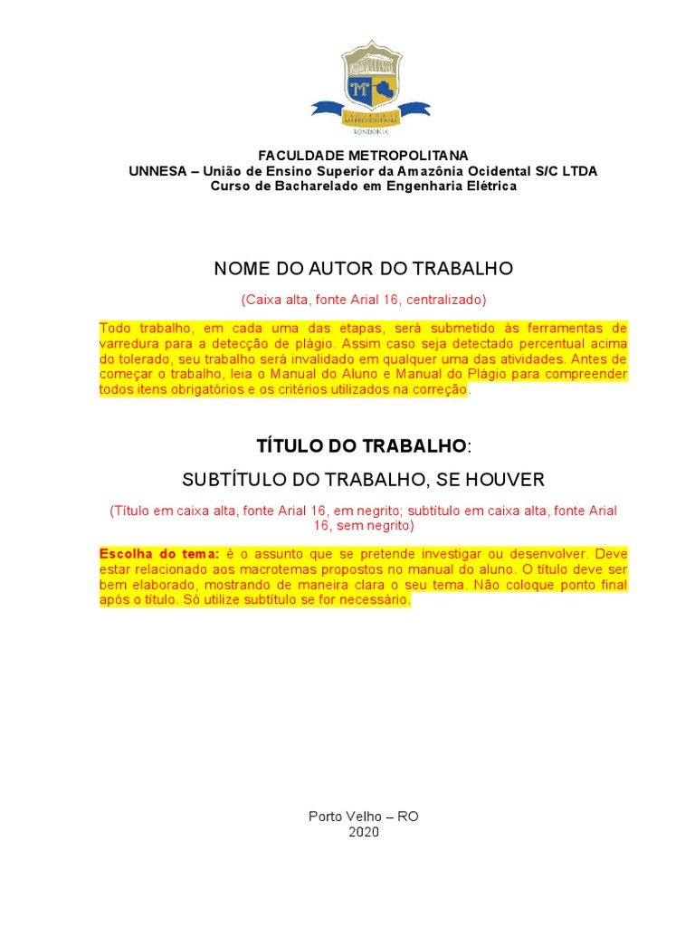 Modelo Tcc Engenharia Pdf Citação Science