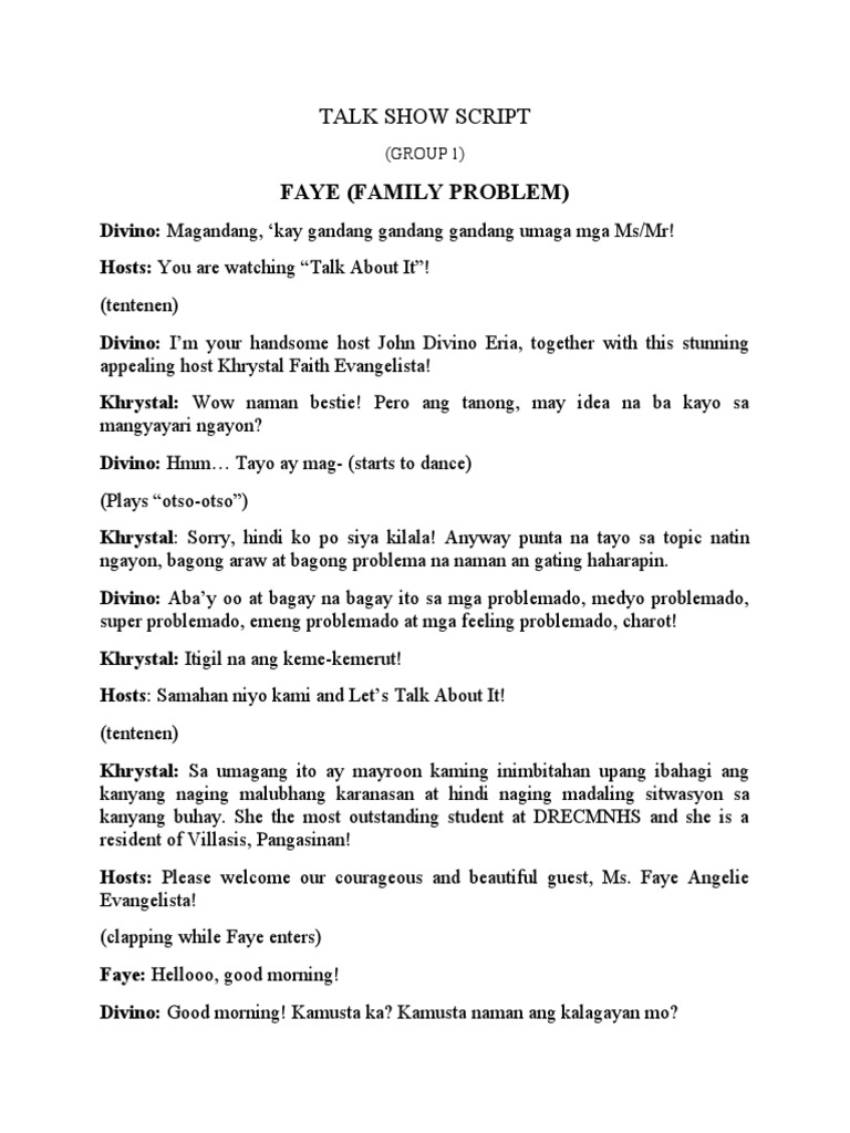 Talk Show Script | PDF