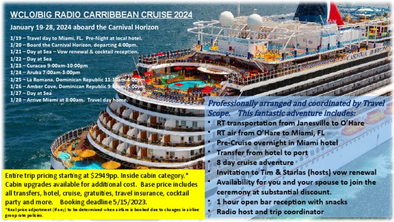 2023 Caribbean Cruise With WCLO/Big Radio | PDF
