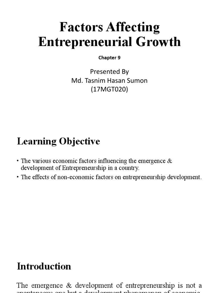 Factors Affecting Entrepreneurial Growth-1 | PDF | Entrepreneurship | Labour Economics