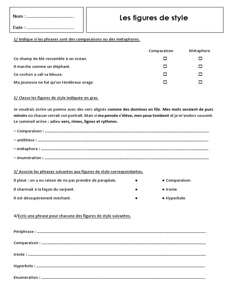 Figures-De-Style Exercices | Descargar gratis PDF | Rhétorique ...