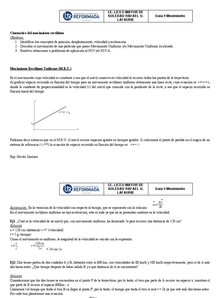 Cinem - Tica Del Movimiento Rectilineo (Repaso de 11) | PDF | Velocidad | Aceleración