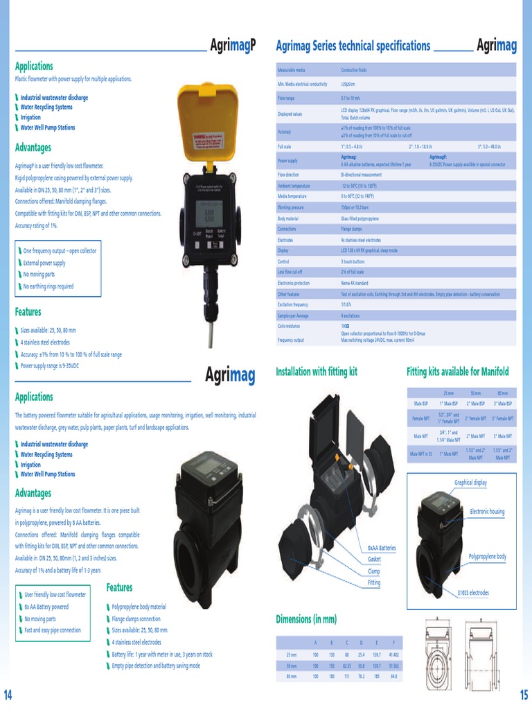 Agrimag Datasheet PDF | PDF | Flow Measurement | Pipe (Fluid Conveyance)