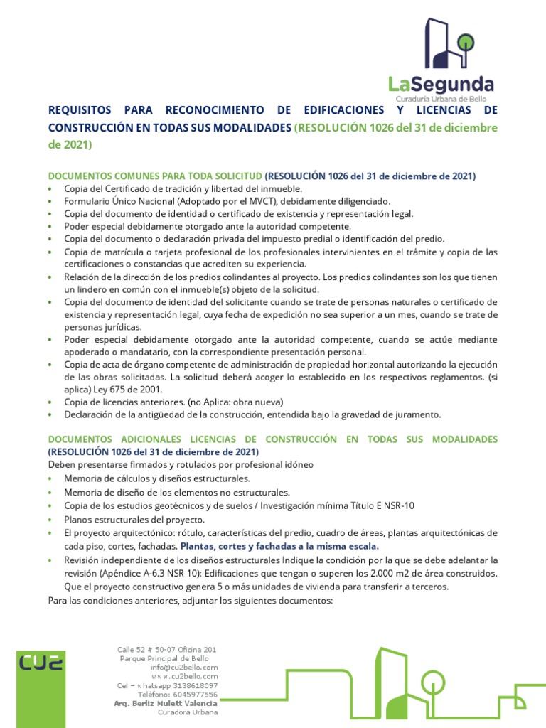 Cu2 Requisitos Lic Construcción y Reconocimiento | PDF