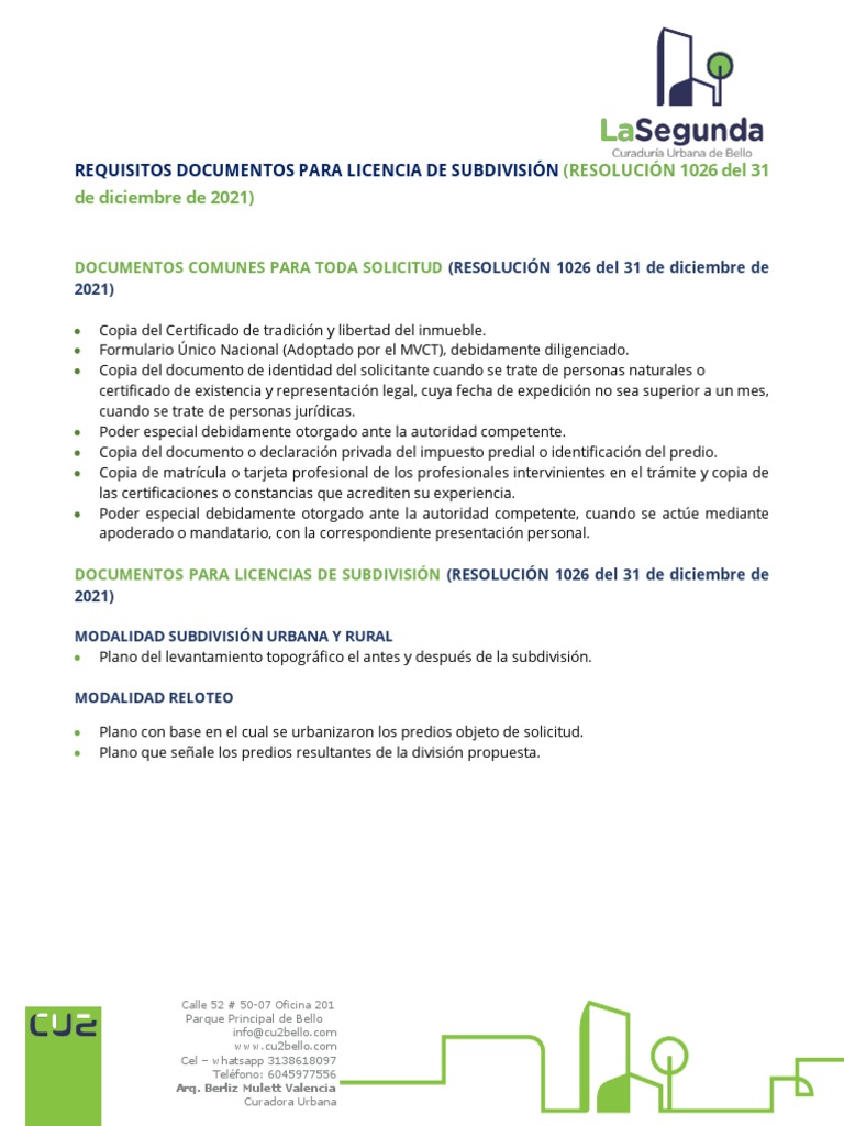 Cu2 Requisitos Lic Subdivisión | PDF