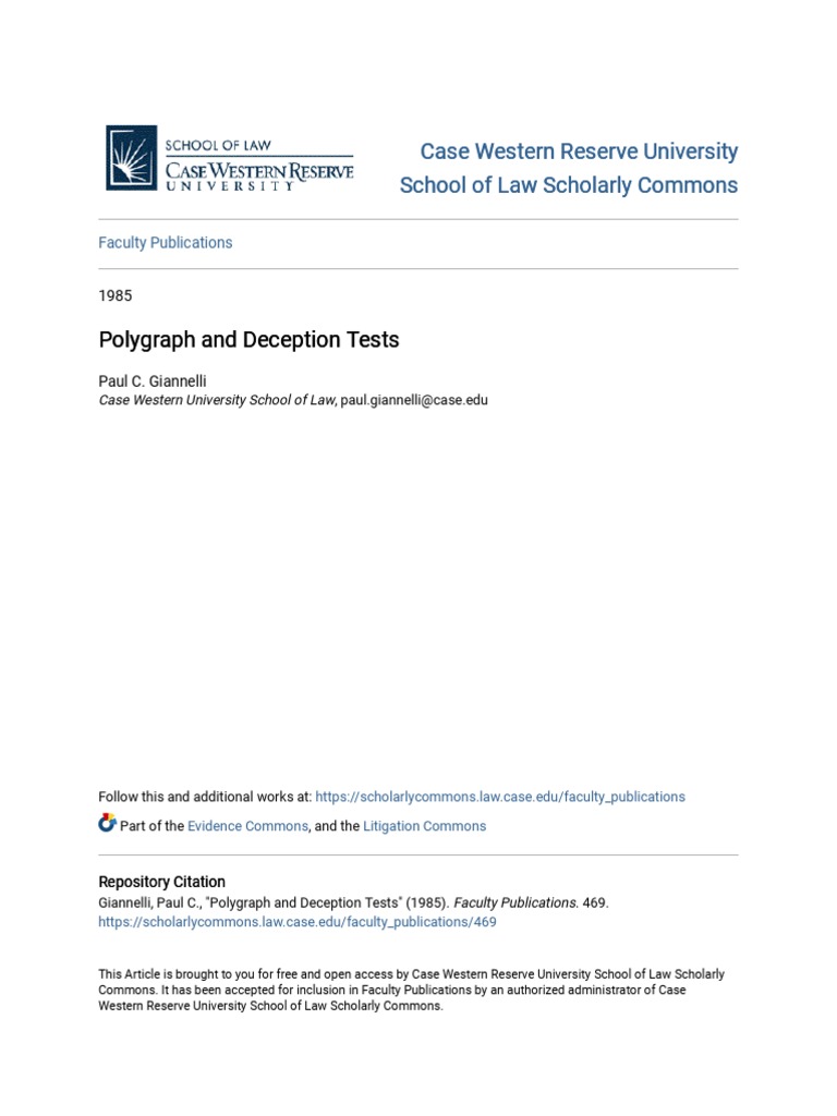 Polygraph And Deception Tests Pdf Polygraph Validity Statistics