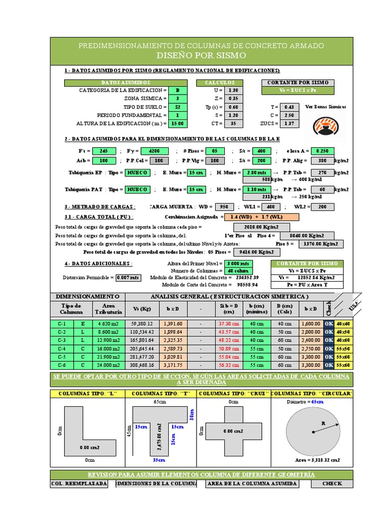 Predimensionamiento de Columna | PDF | Ingeniero civil | Ingeniería ...