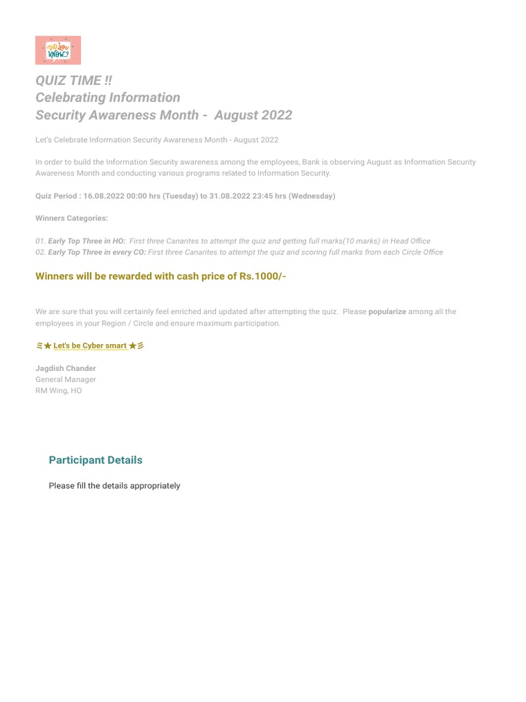 Awareness Quiz PDF | PDF | Qr Code | Security