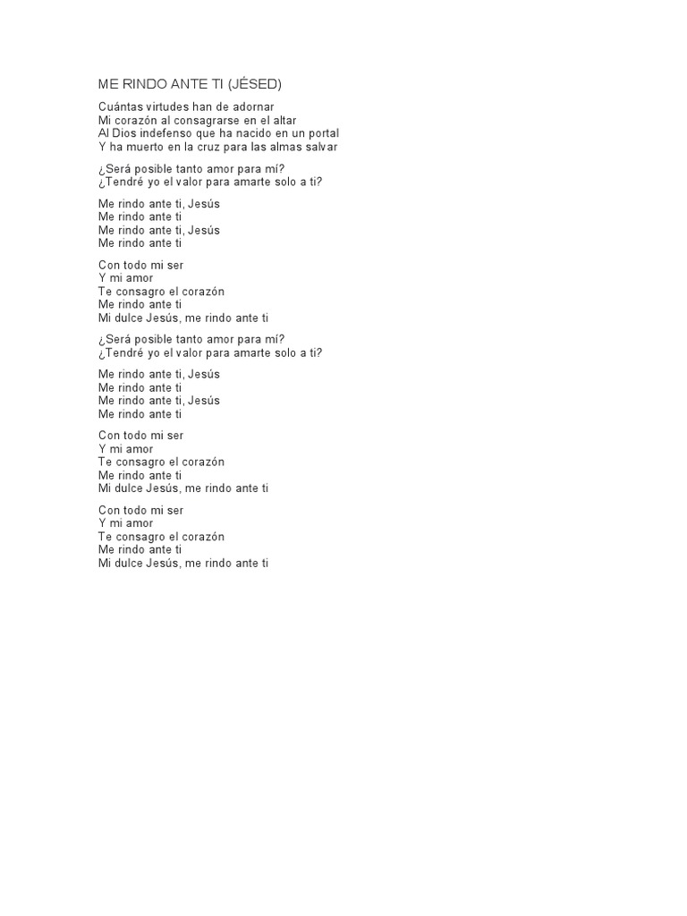 LETRA Me Rindo Ante Ti JÉSED | PDF