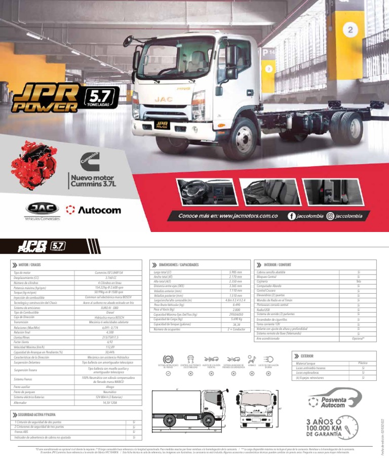 Ficha Tecnica Camion JPR | PDF | Sistema de freno antibloqueo | Neumático