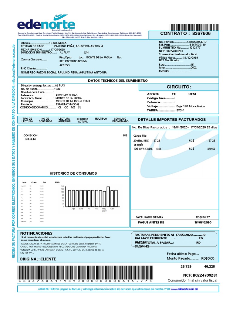Edenorte Factura | PDF | Ingenieria Eléctrica | Electricidad