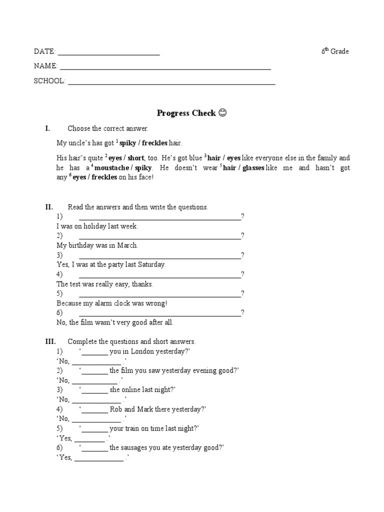 6th Grade Progress Check Exercises | PDF | Language Arts & Discipline