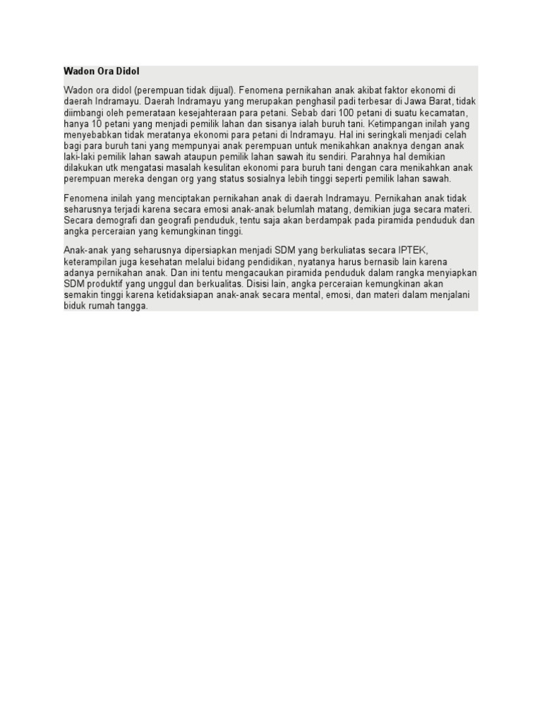 Wadon Ora Didol | PDF